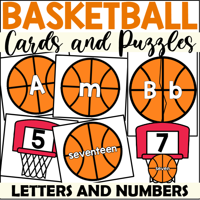 Basketball Alphabet and Number Cards and Puzzles
