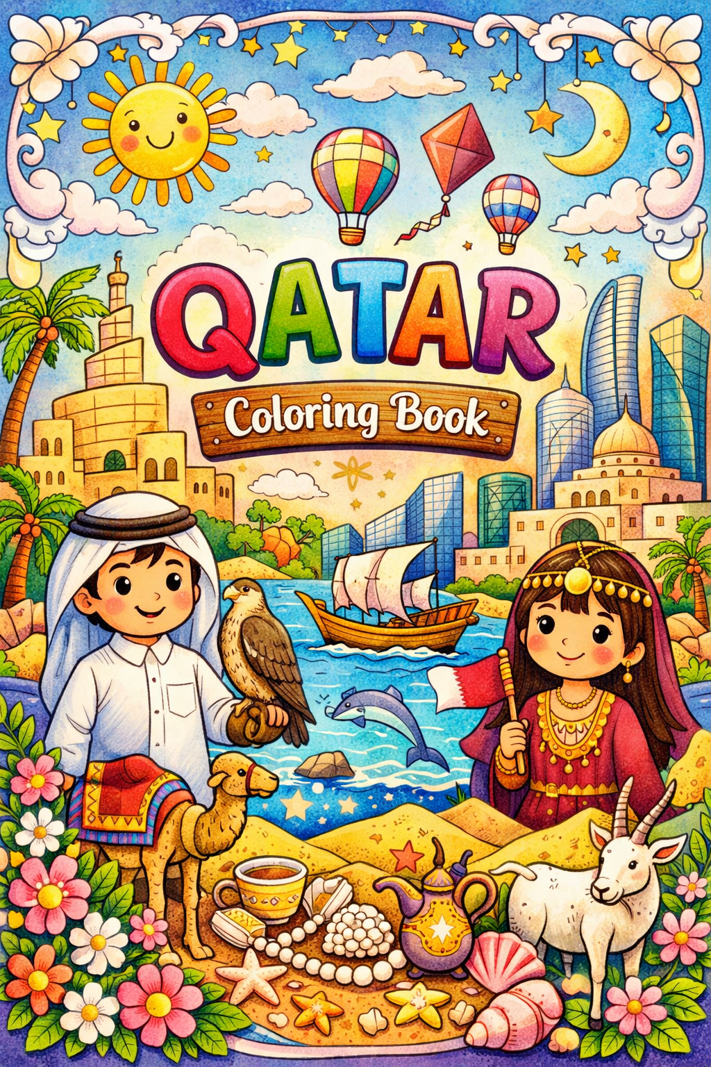 Qatar, 76 designs, coloring ebook, digital printable product, instantly ...