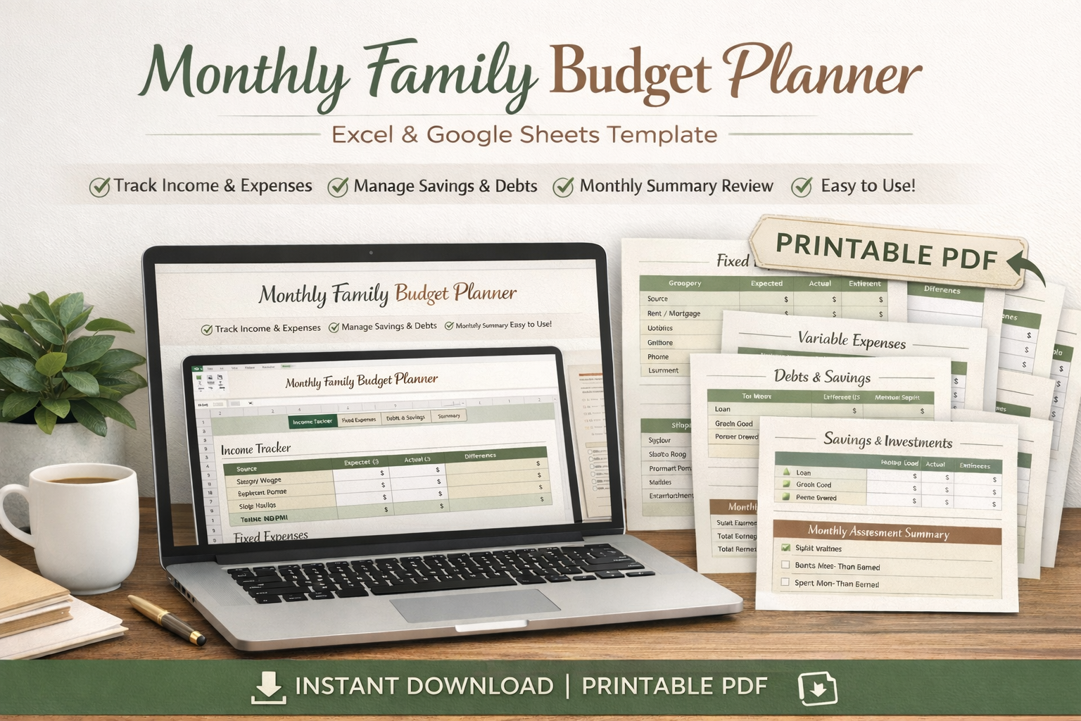 Monthly Family Budget Planner | Printable & Editable Canva Budget Sheet ...