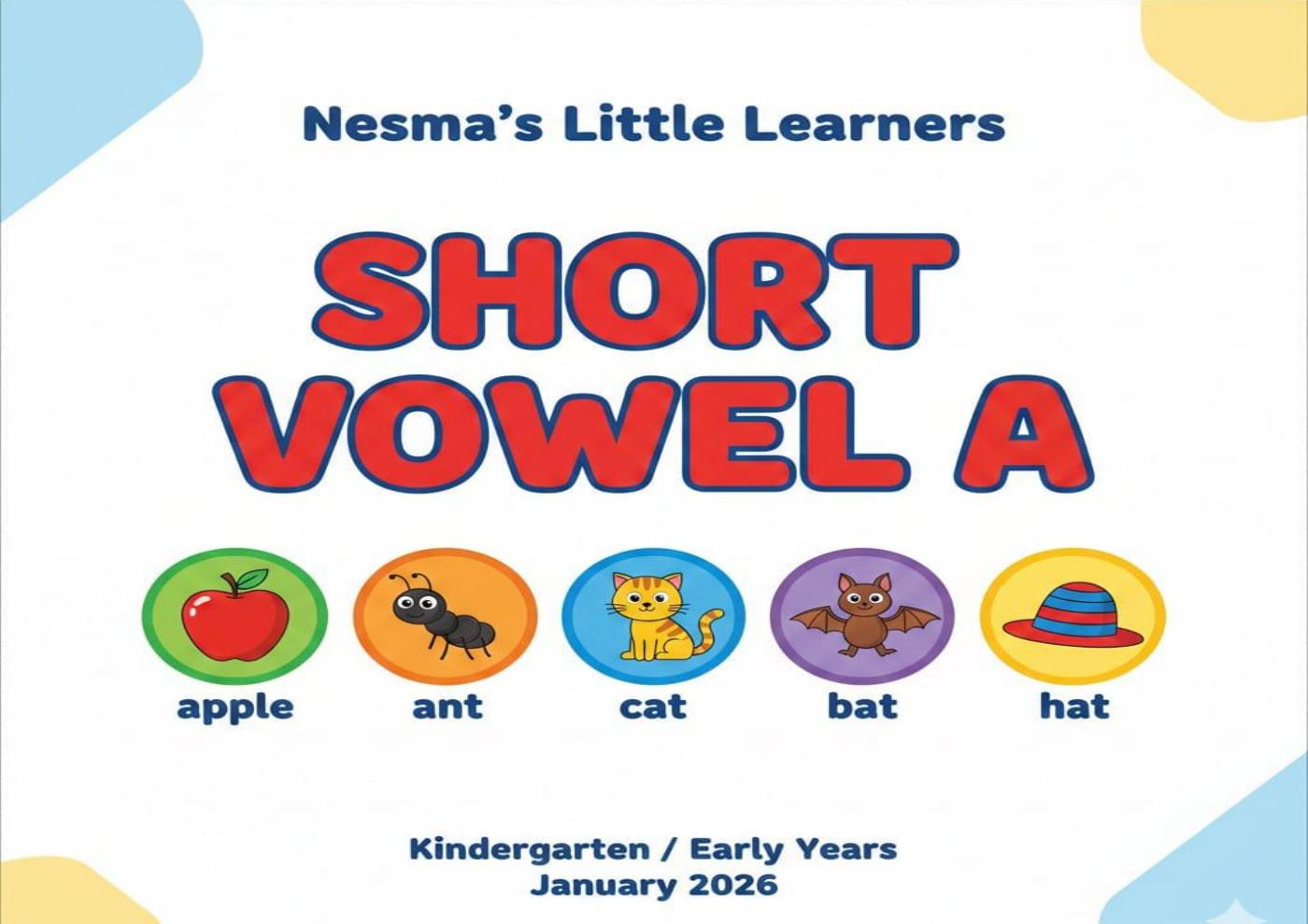 Short Vowel A: Kindergarten Phonics & Early Years Reading Activity - Payhip