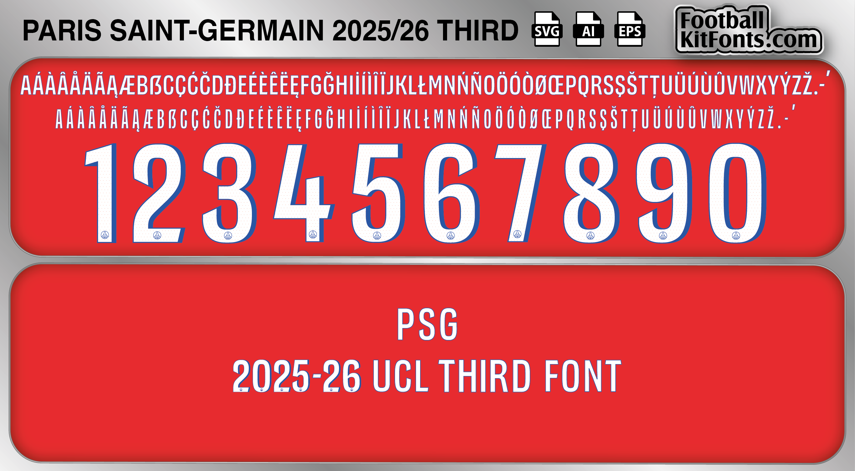 PSG 2025-26 Vector Font Third UCL