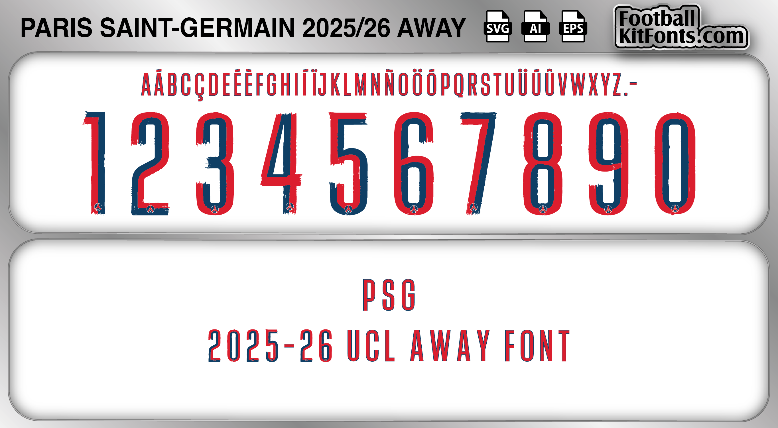 PSG 2025-26 Vector Font Away UCL