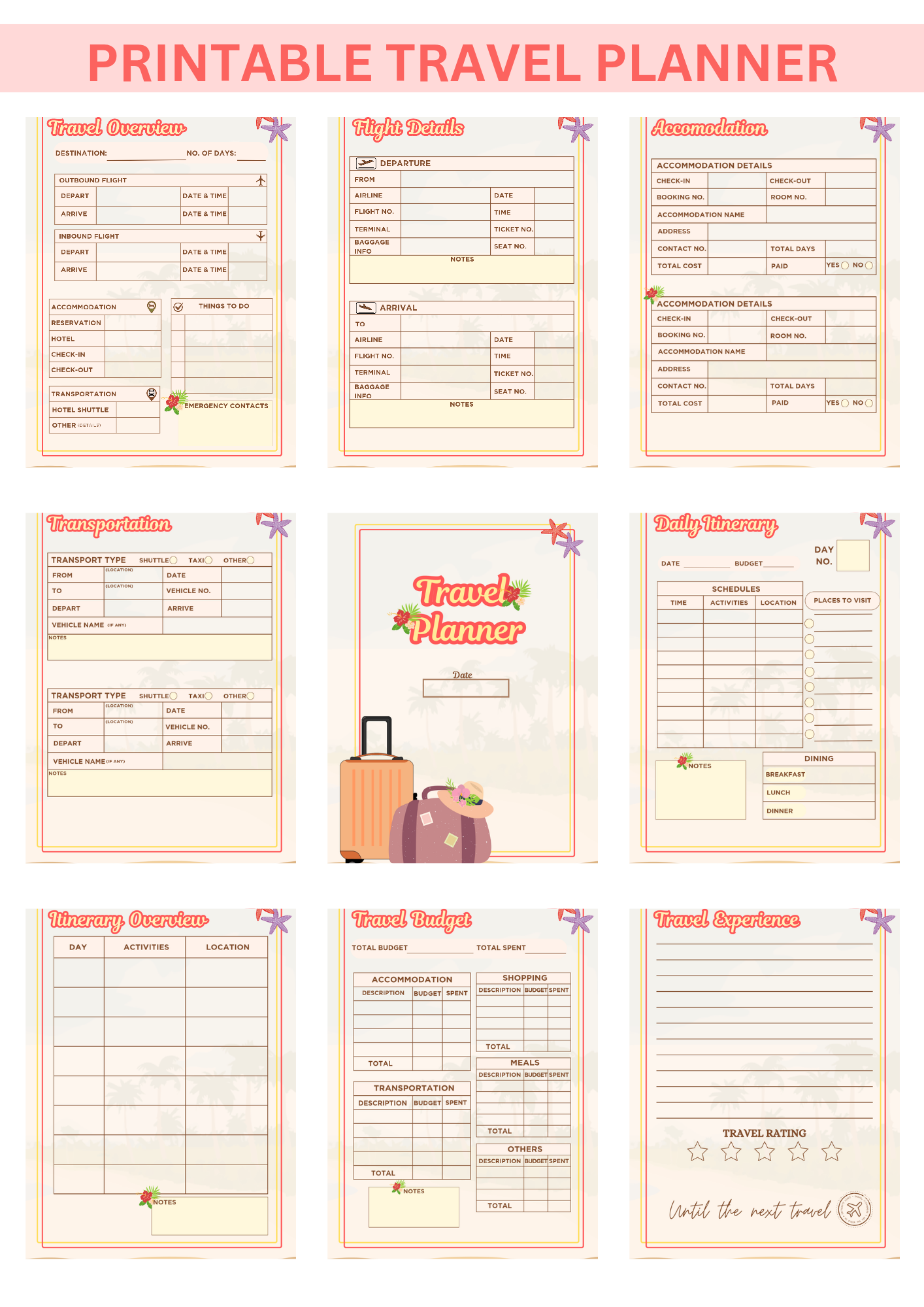 Travel Planner | Daily Itinerary | Trip Itinerary | Summer Theme 2 ...