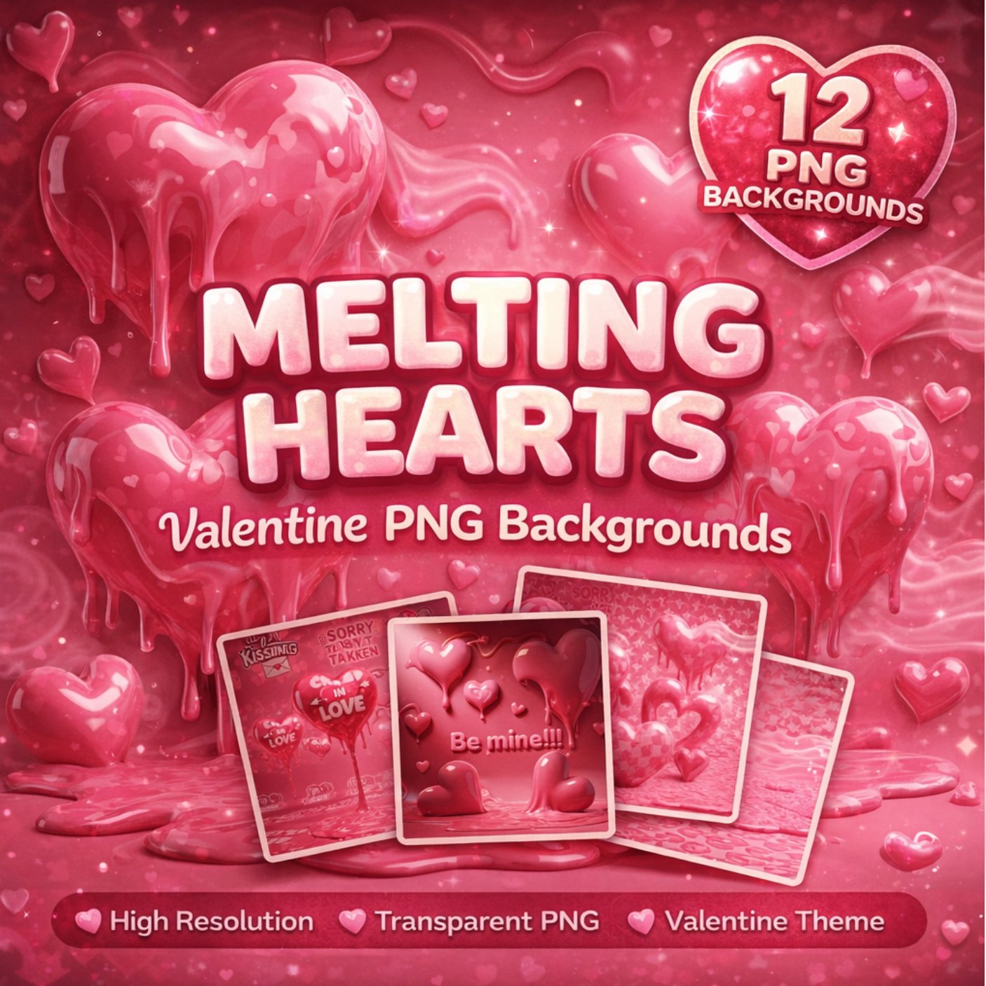Melting Hearts Valentine PNG bundle - Payhip