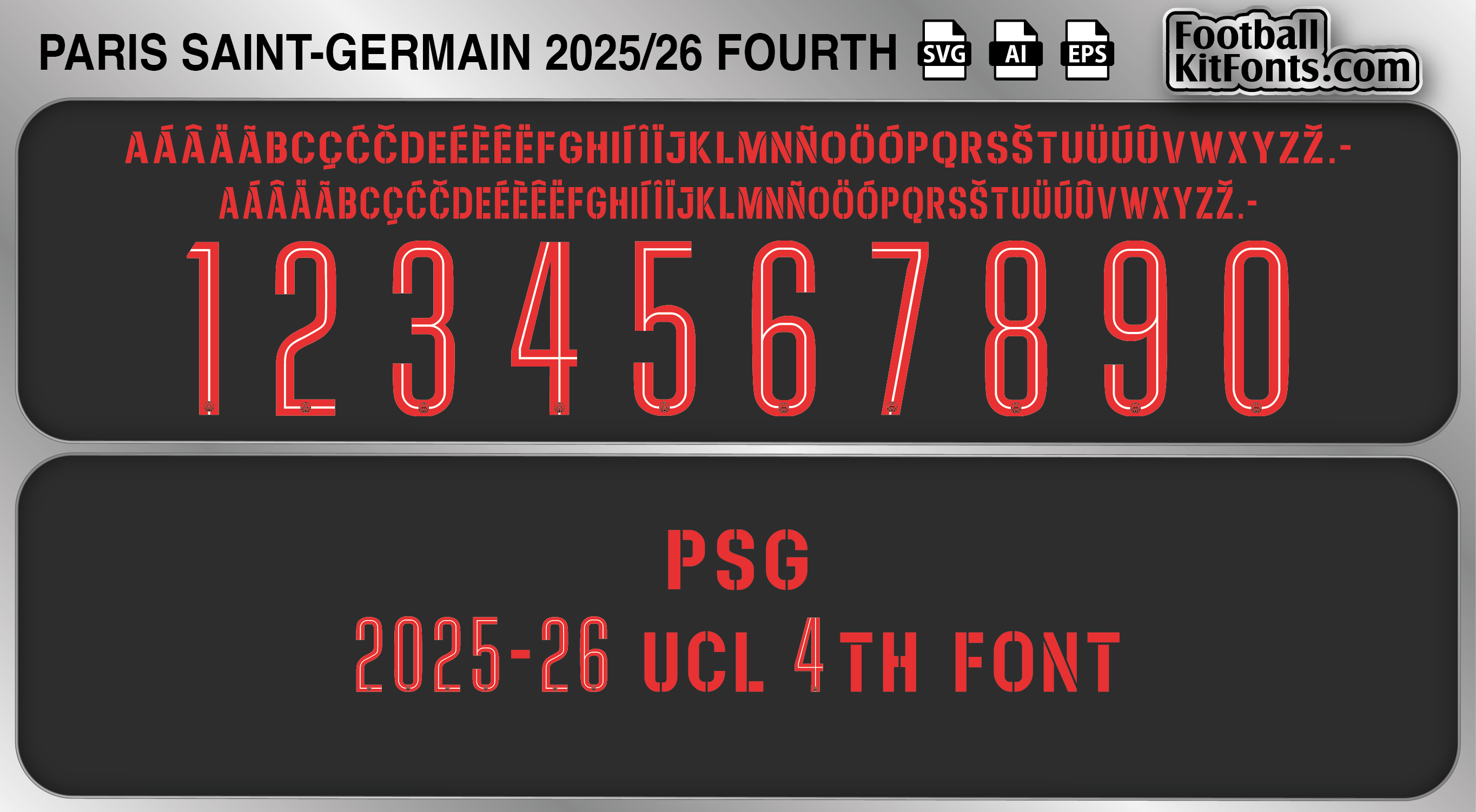 PSG 2025-26 Vector Font Jordan 4th UCL