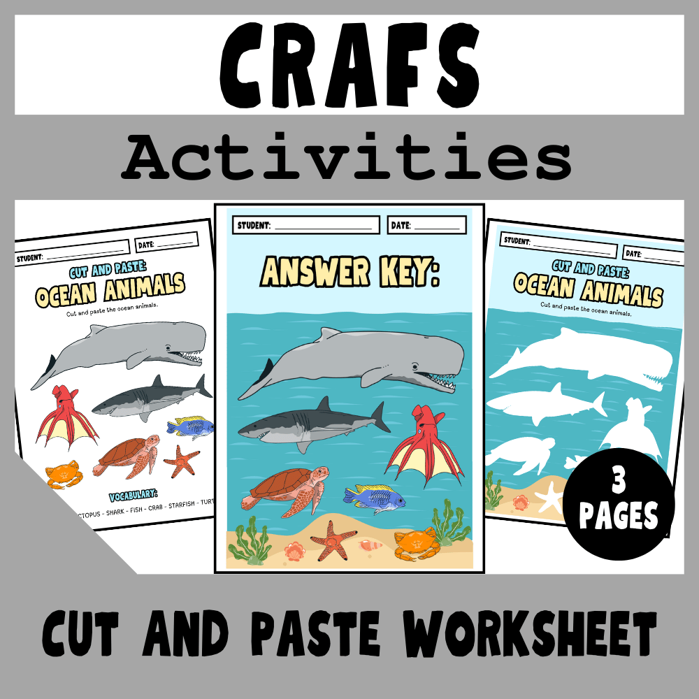 Ocean Animals Cut And Paste Worksheet