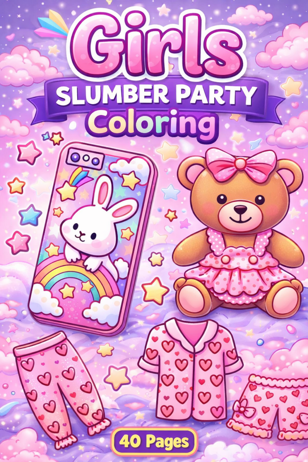 Girls Slumber Party Coloring Book – Cute Cozy Sleepover Fun | 40 ...