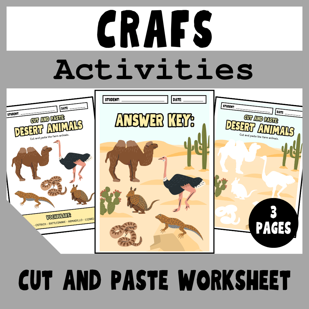 Desert Animals Cut And Paste Worksheet