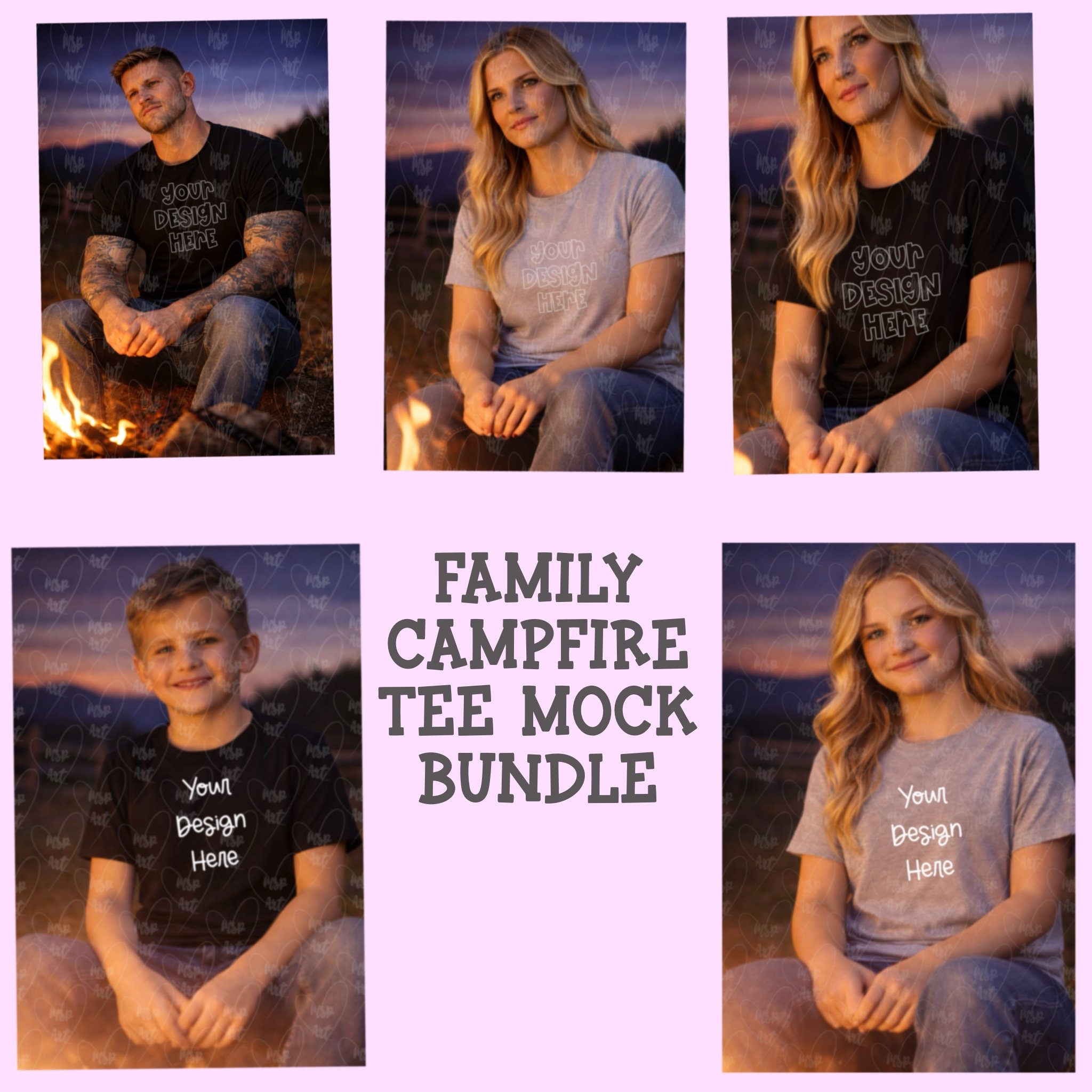 Family Tee Campfire Mock Up Bundle - Payhip