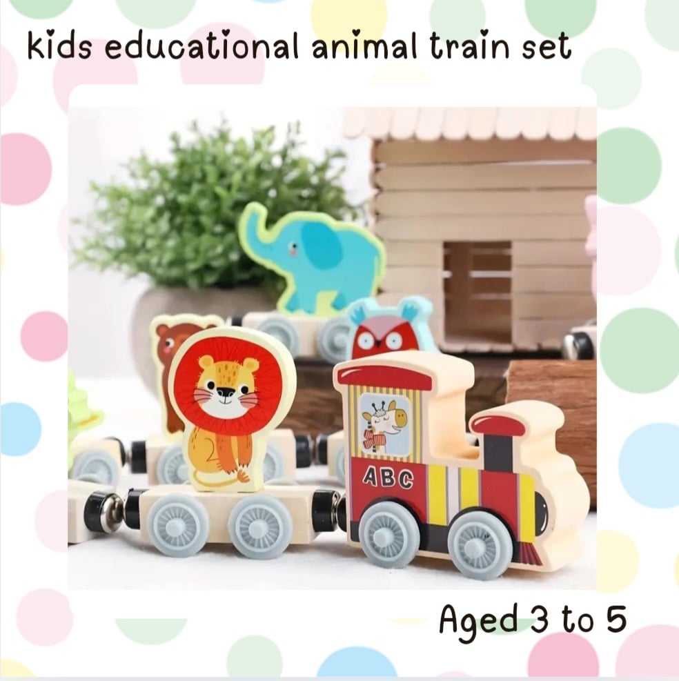 Kids educarional animal wooden train set - Payhip