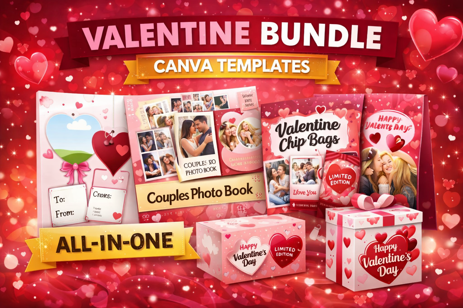 Everything you need for Valentine gifting in one editable Canva bundle ...