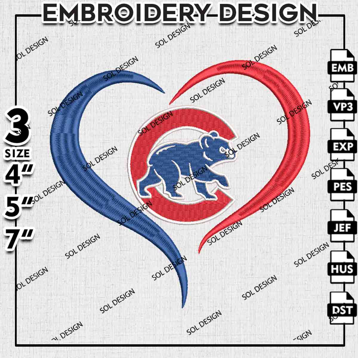 Chicago Cubs MLB Heart Logo Embroidery Designs, MLB Cubs Team ...