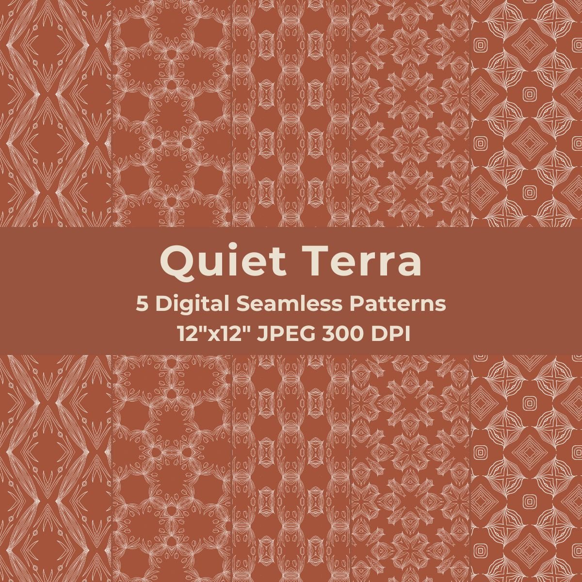 Quiet Terra - 5 Digital Seamless Patterns - Instant Download