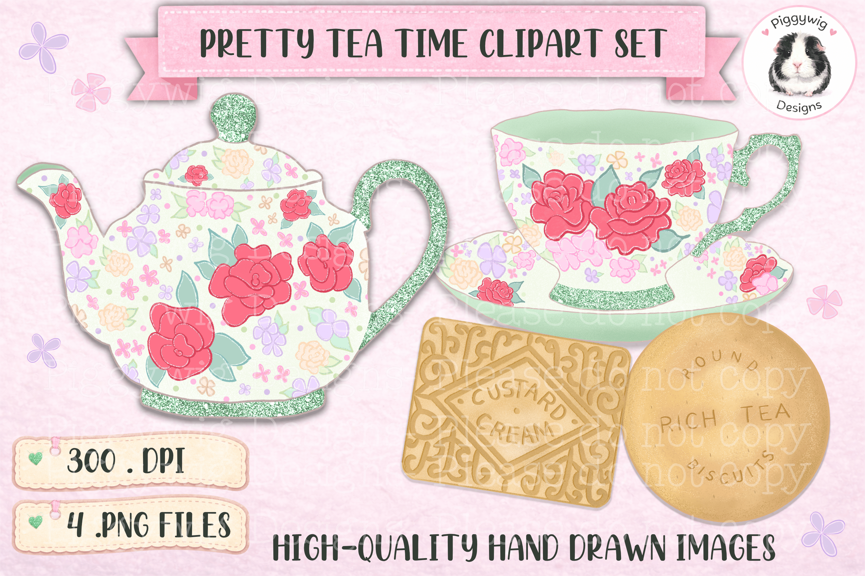 Pretty teatime Hand Drawn Clipart set. - Payhip