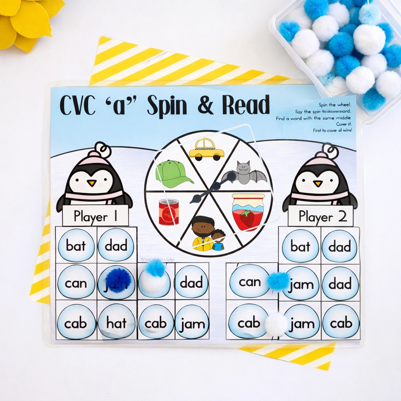 CVC Busy Book Short Vowel Spin and Read Games for Phonics and Early ...