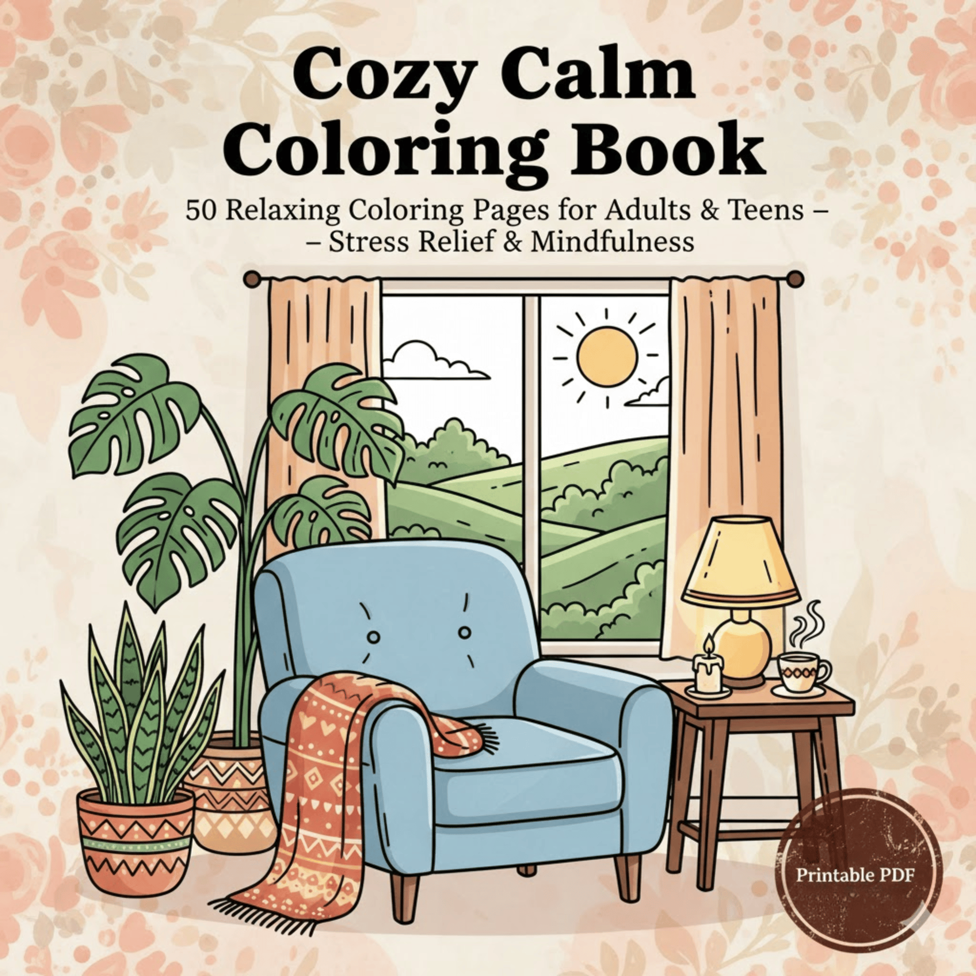Cozy Calm Coloring Book for Adults & Teens – 50 Relaxing Coloring Pages ...