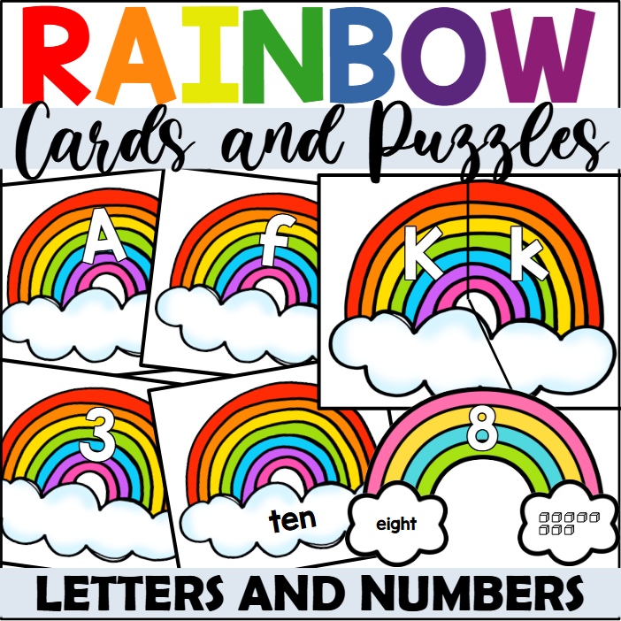 Rainbow Alphabet and Number Cards and Puzzles