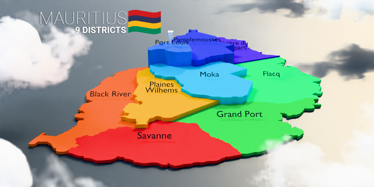 Mauritius - 9 Districts Map (3D Pre-rendered Images) - Payhip
