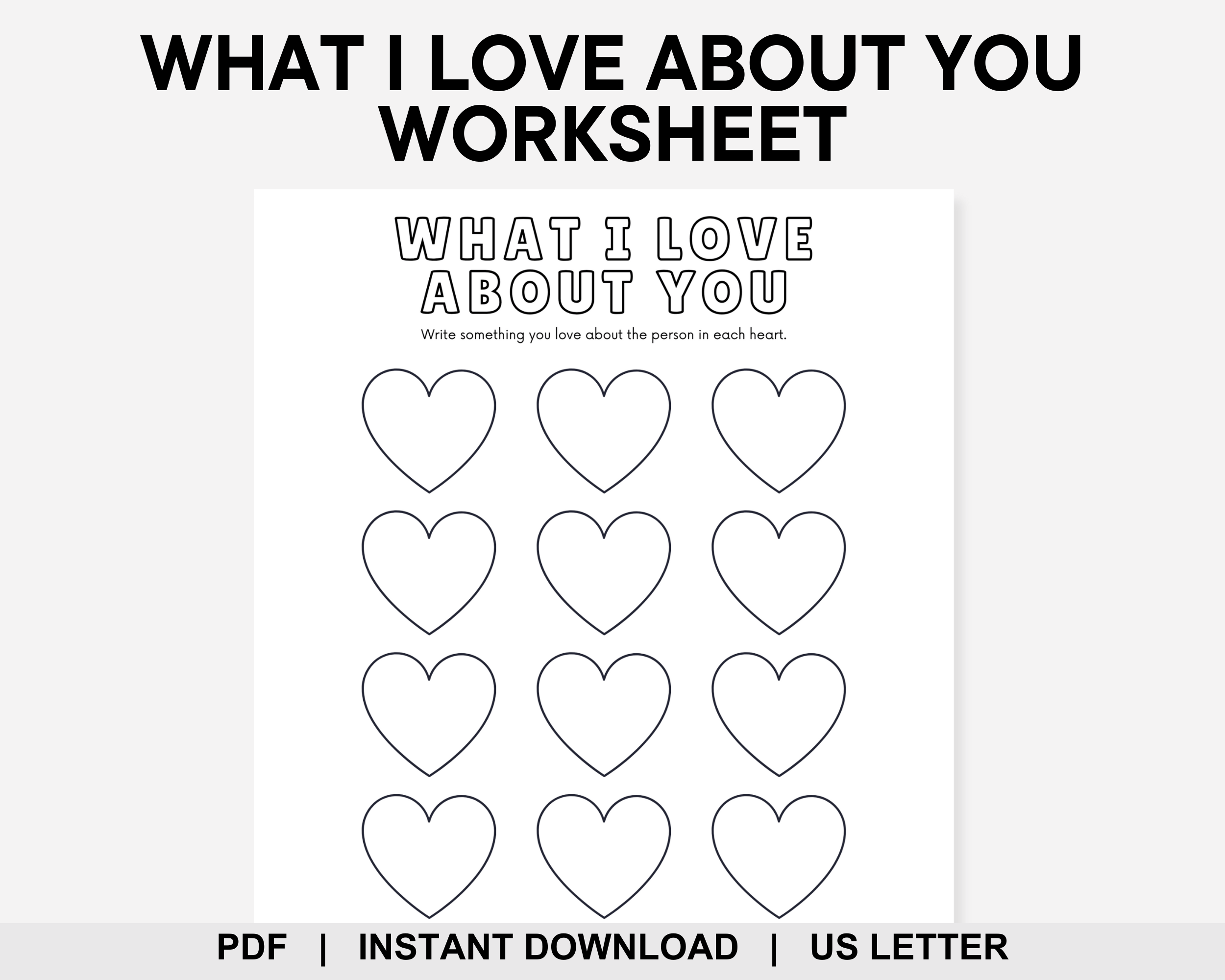 What I Love About You Worksheet, Reasons Why I Love You, I Love You ...
