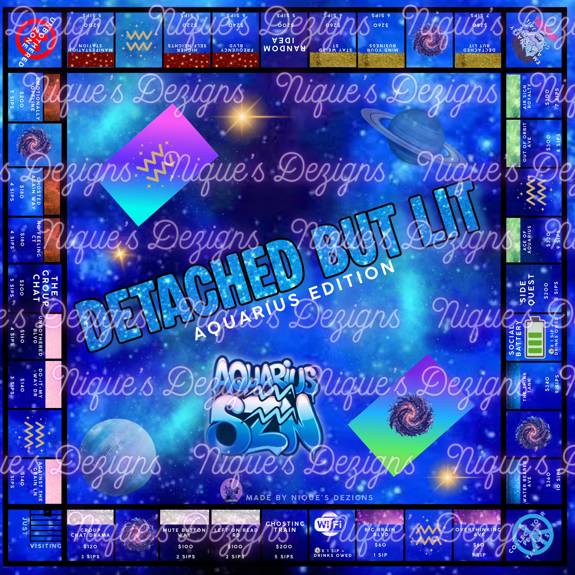 Detached but Lit: Aquarius Drinking Monopoly Game - Payhip