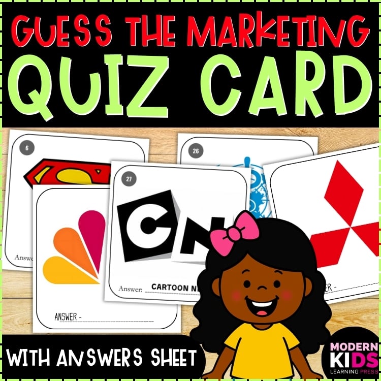 Guess the Marketing Logo Picture Quiz Card Game | 30 Task Cards for Kids
