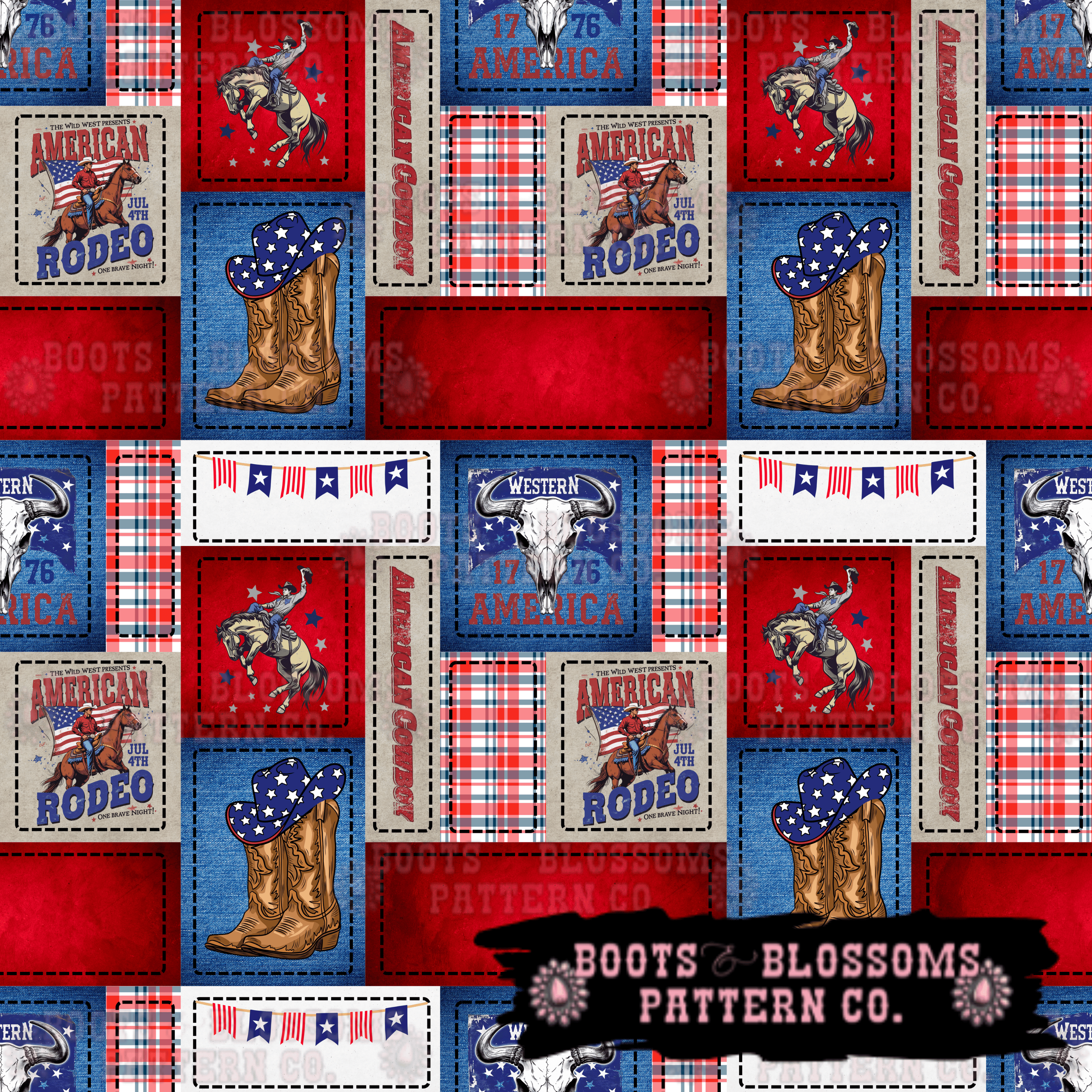 American Cowboy Patchwork Seamless - Payhip