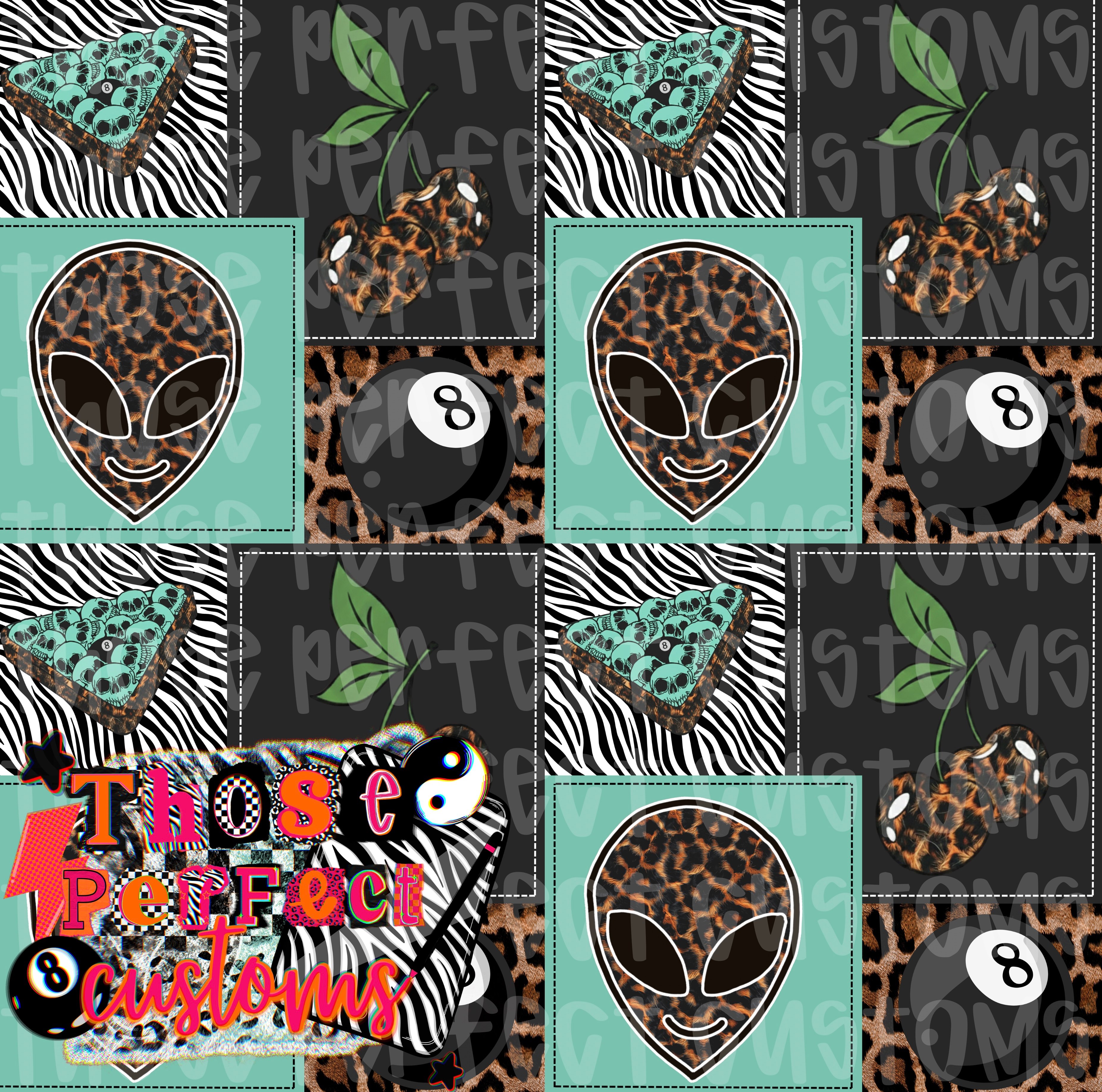 trendy turquoise alien collage seamless - Payhip