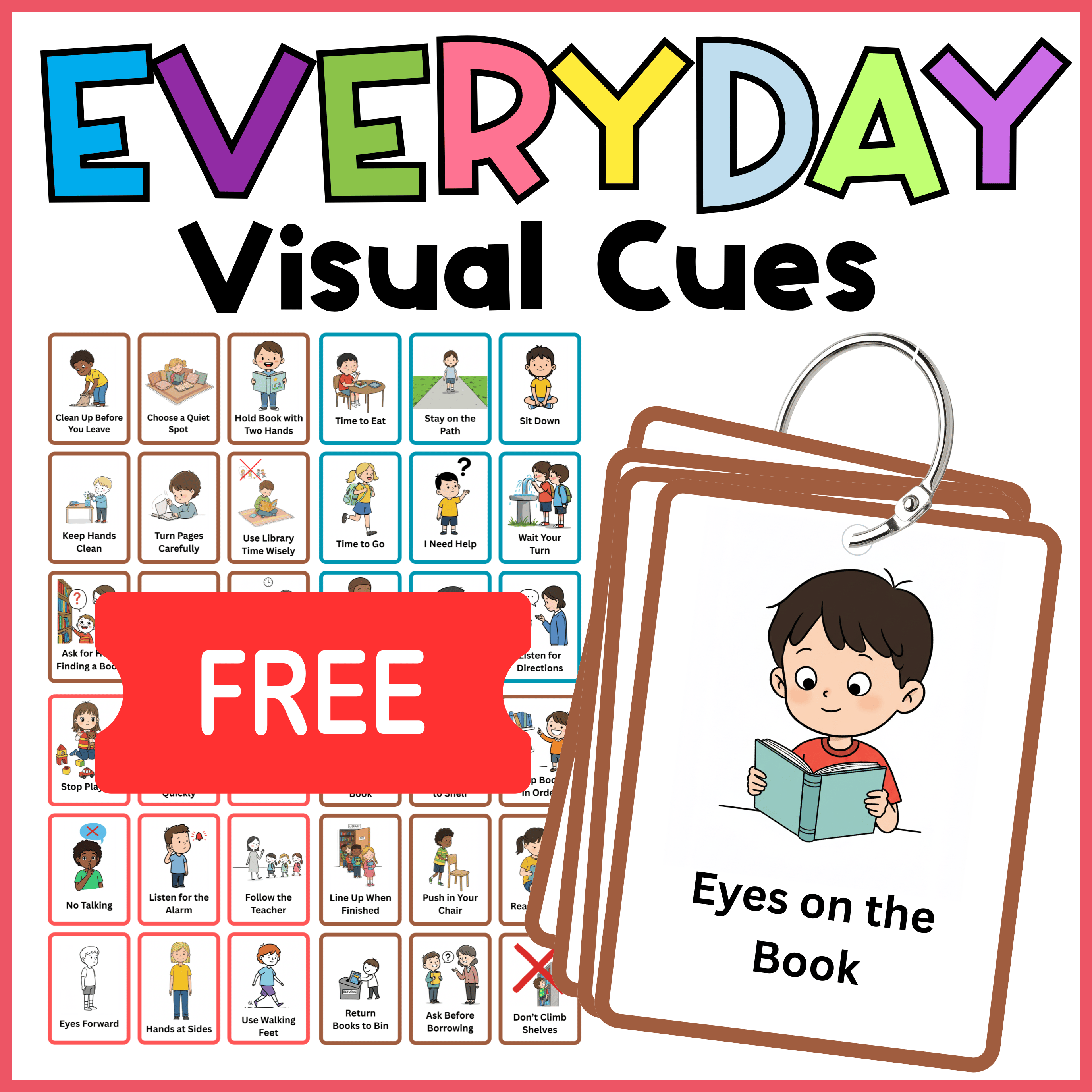 FREEBIE Visual Cue Cards Behavior Management Cards - Payhip
