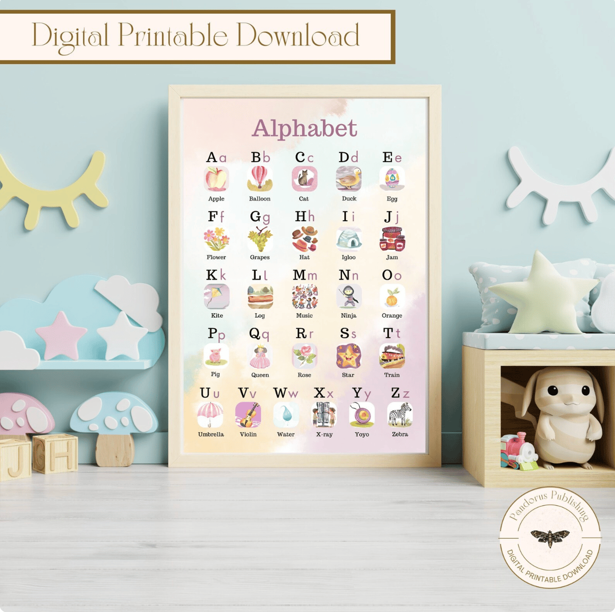 Pink Alphabet Poster, Kids Nursery Classroom Decor (Digital Download ...