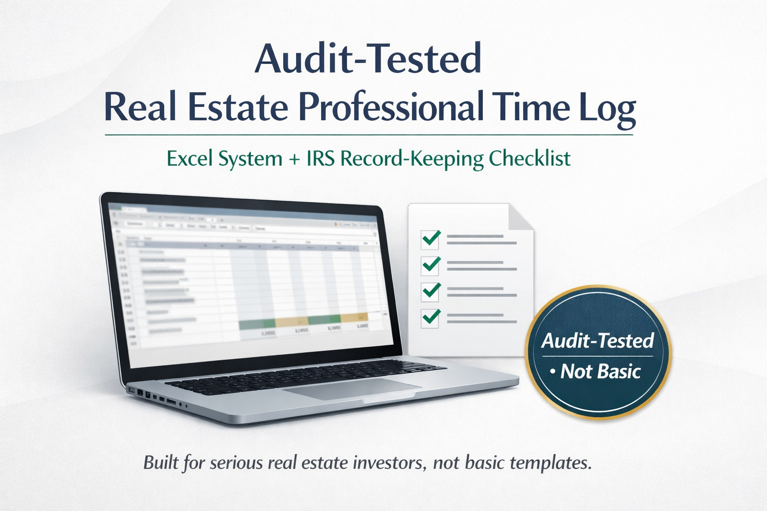 Audit-Tested Real Estate Professional Time Log (Excel) IRS Record ...