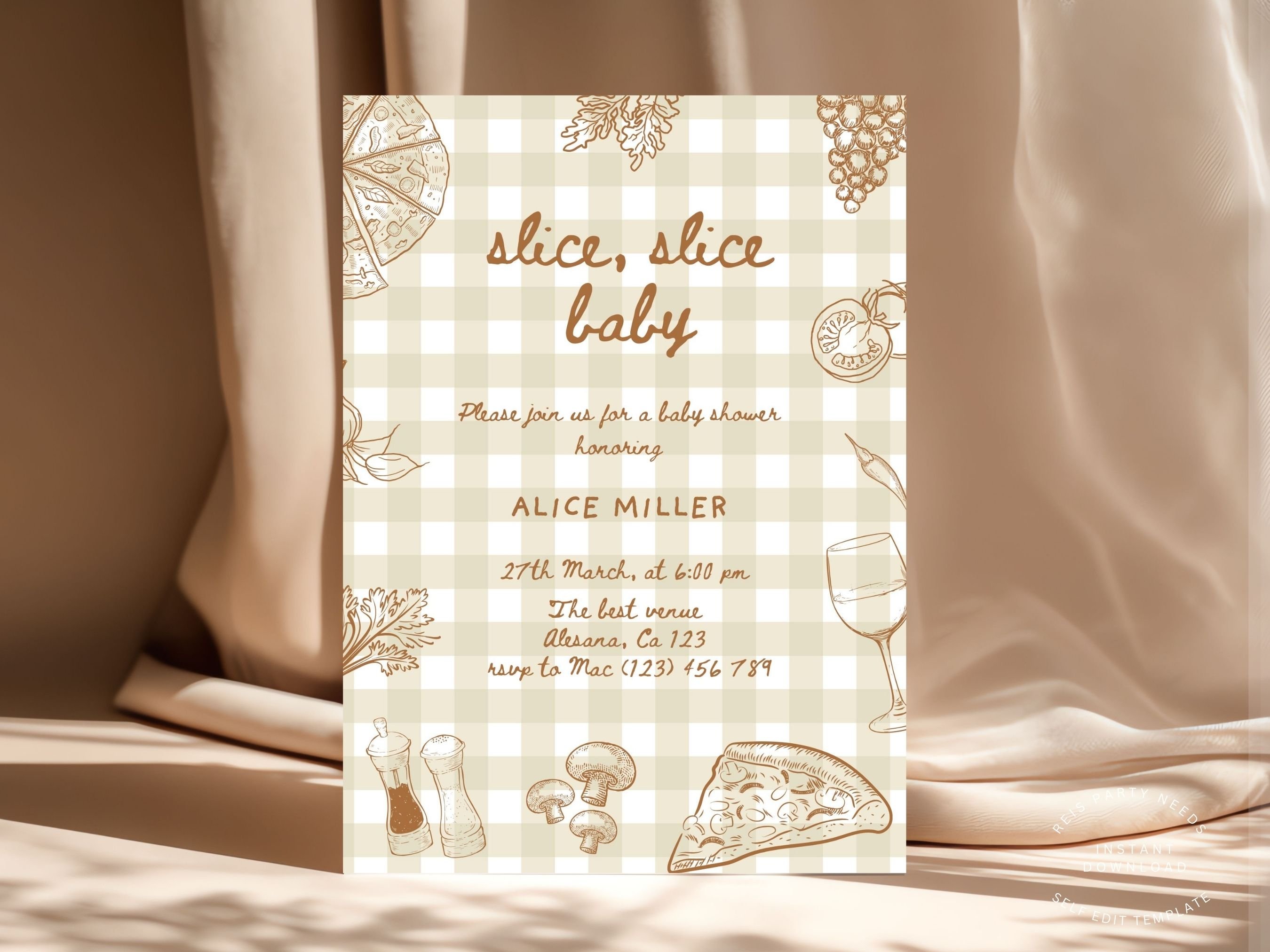 Slice Slice Baby Shower Invitation Template | Pizza Baby Shower Invite ...