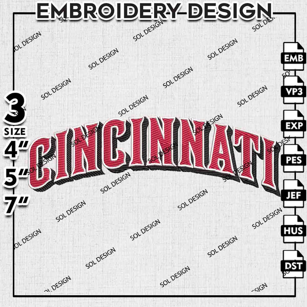 Cincinnati Wordmark Logo Embroidery Designs, MLB Cincinnati Reds Logo ...