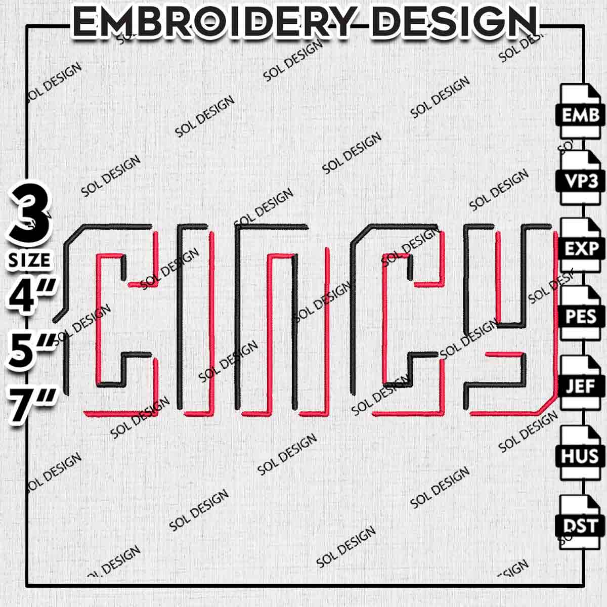 Cincy Logo Embroidery Designs, MLB Cincinnati Reds Logo Embroidery ...