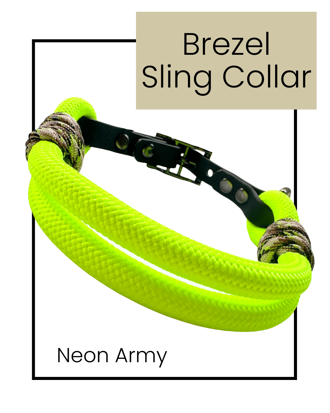 Handmade Dog Collar - Brezel Sling Collar - Neon Army - Payhip