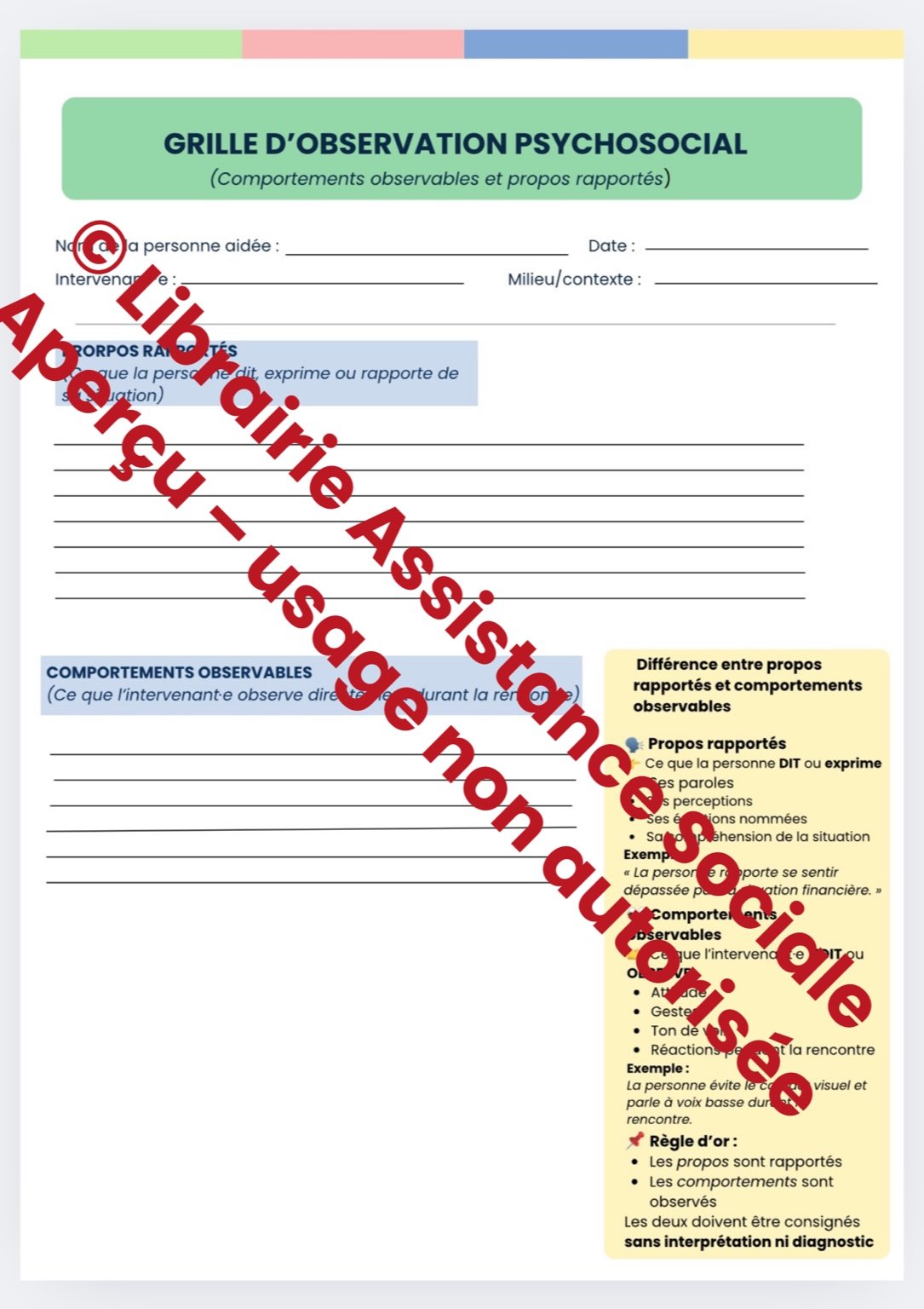 Grille d'observation psychosocial - Qc - Payhip