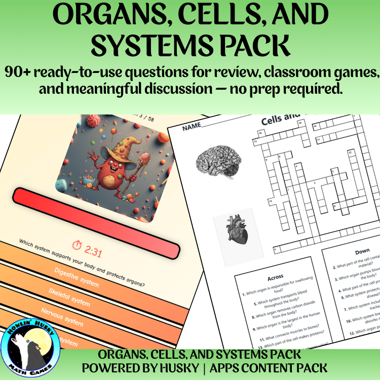 Organs, Cells, and Systems Activity Pack | Digital Games, Multiple ...