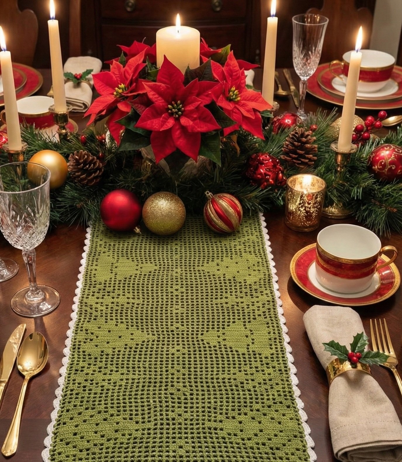 Christmas Tree Table Runner PDF Crochet Bring a cozy, handmade touch to ...