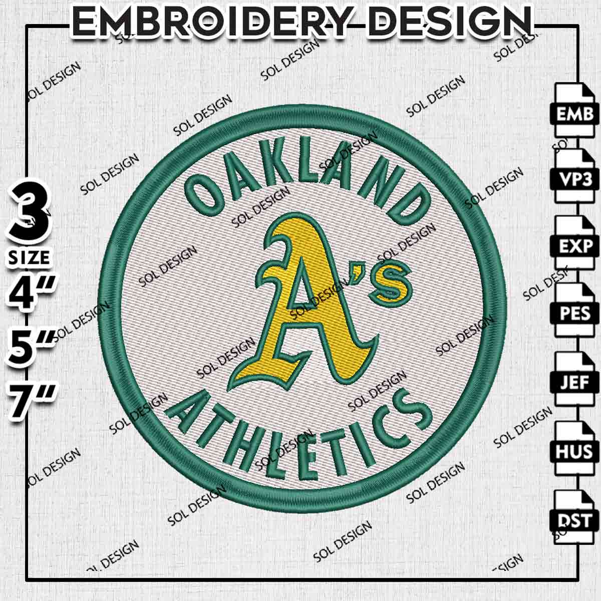 MLB Oakland Athletics Round Logo Embroidery Designs, MLB Oakland ...