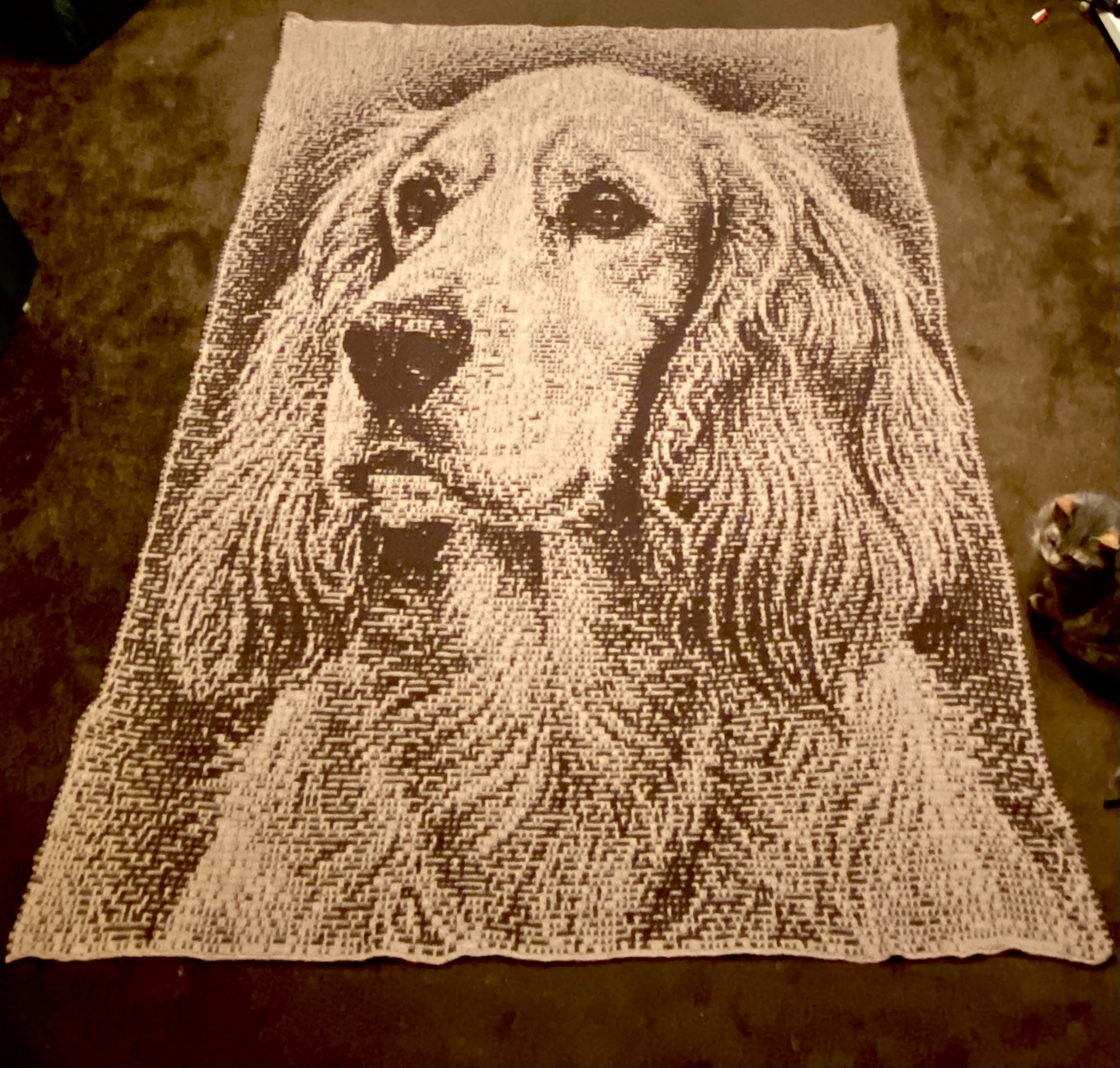 Overlay Mosaic Crochet Bedspread, COCKER SPANIEL, written pattern row ...