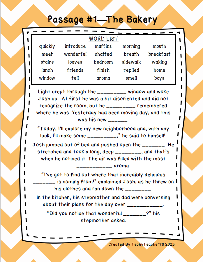 Fourth Grade Cloze Reading Passages: Set A (#1 -10) - Payhip