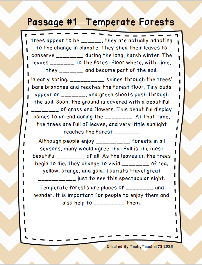 Sixth Grade Cloze Reading Passages BUNDLE - Payhip
