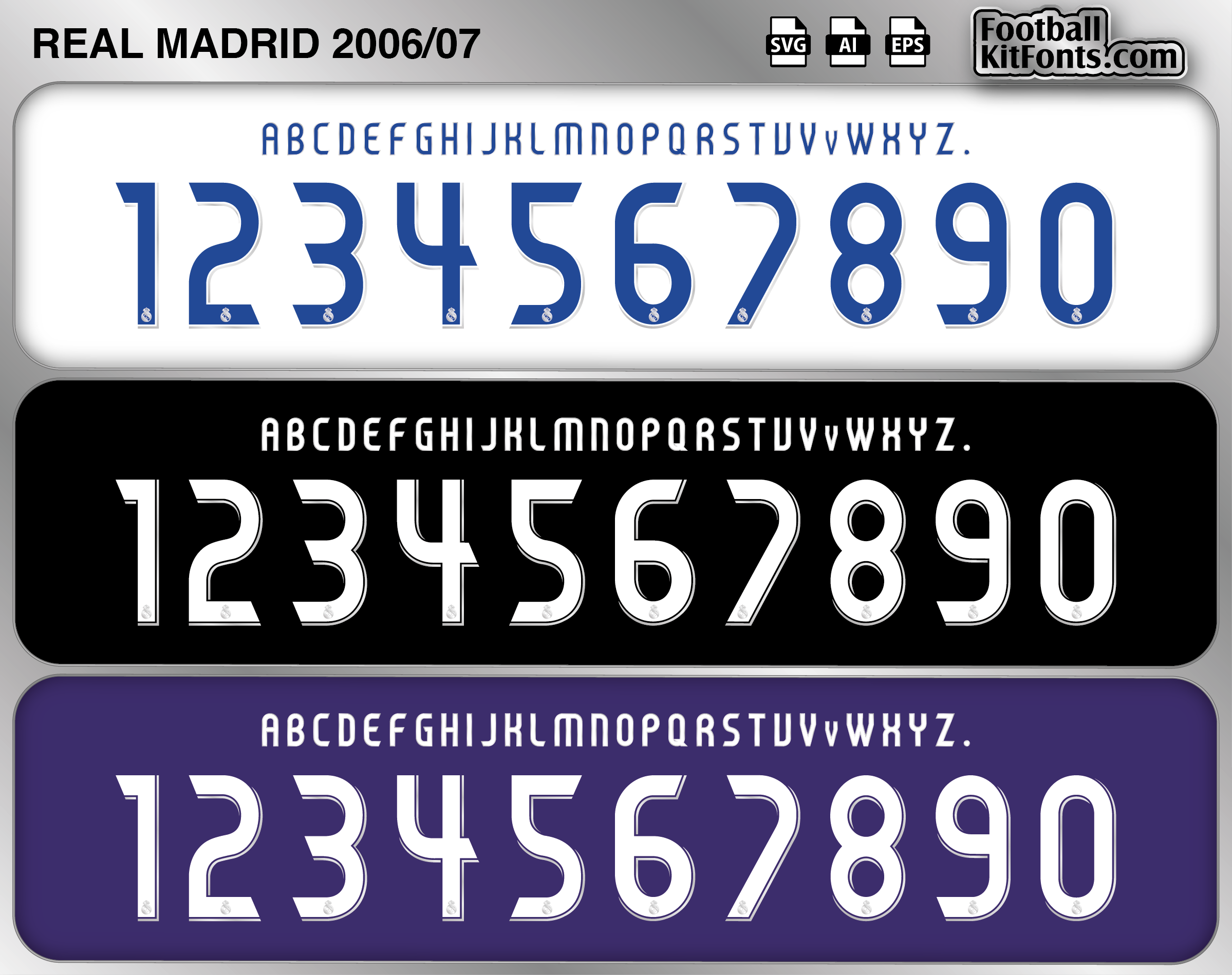 Football Kit Fonts - Real Madrid