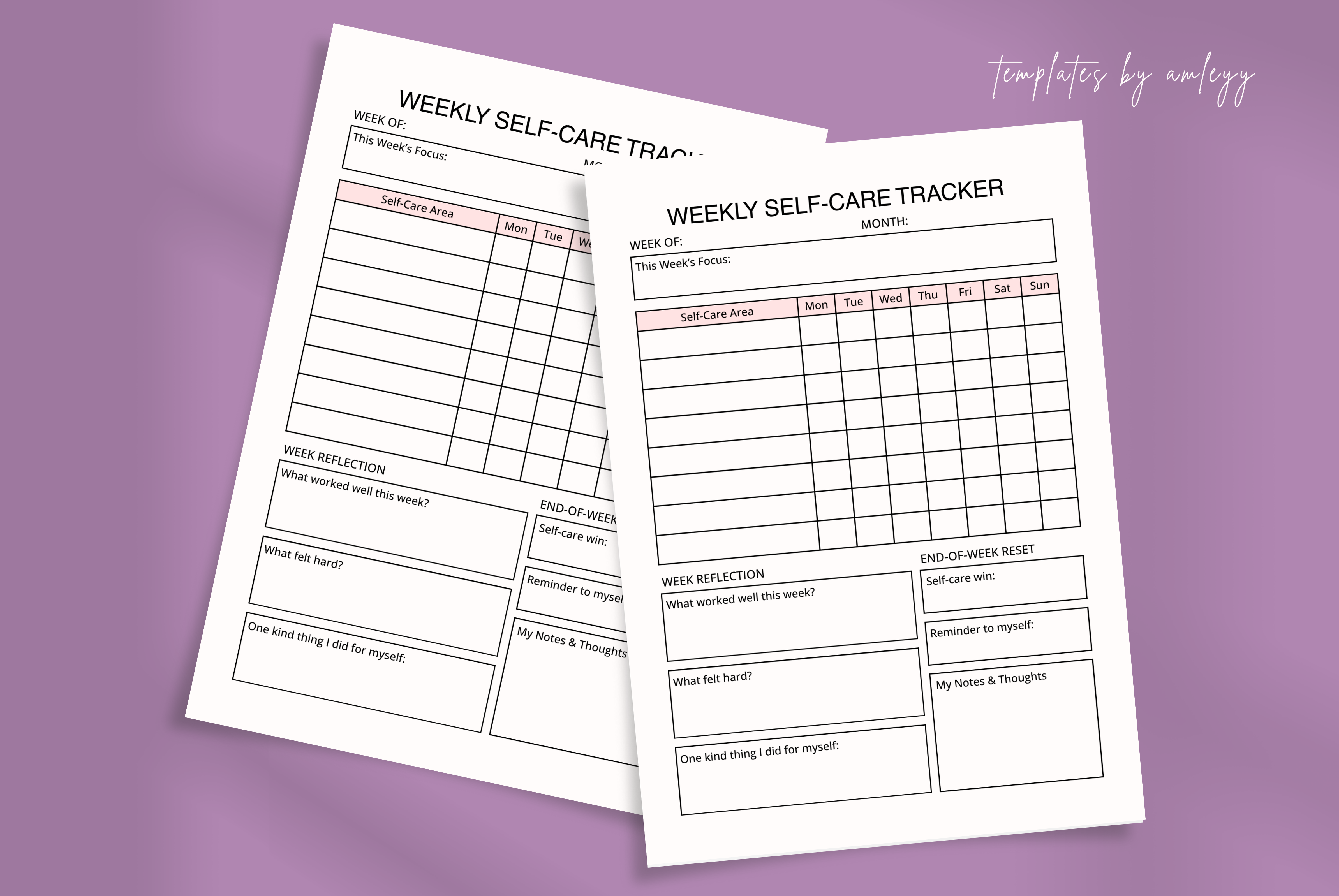 Weekly Self-Care Tracker Planner Template | Minimal Wellness, Habit ...