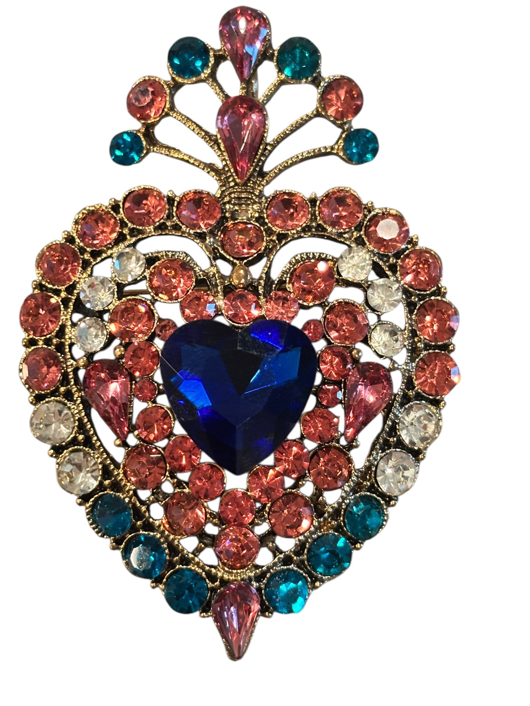 Heart Filigree Crystal Brooch - Payhip