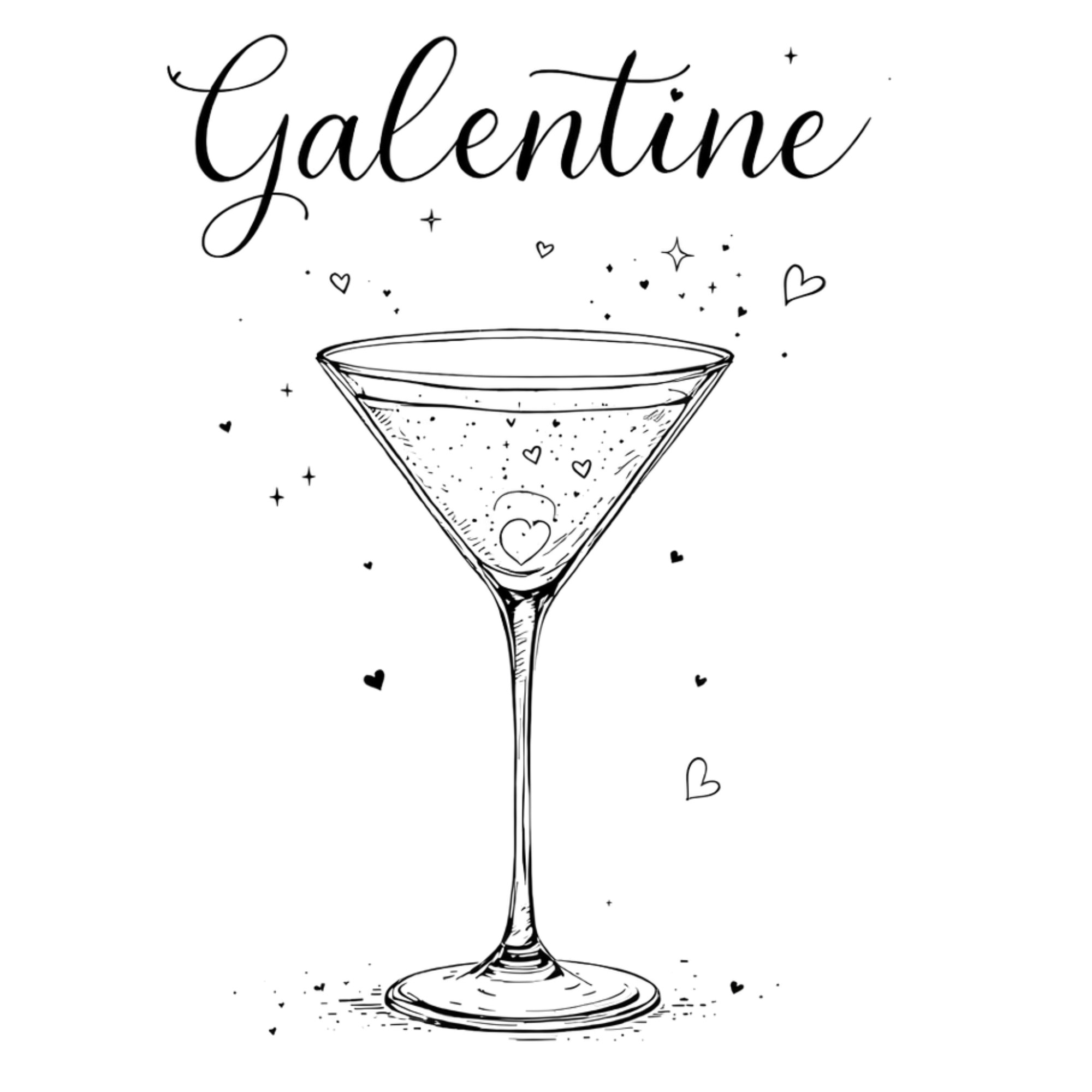 Galentine Martini Coloring Page | Girls Night Coloring Sheet ...