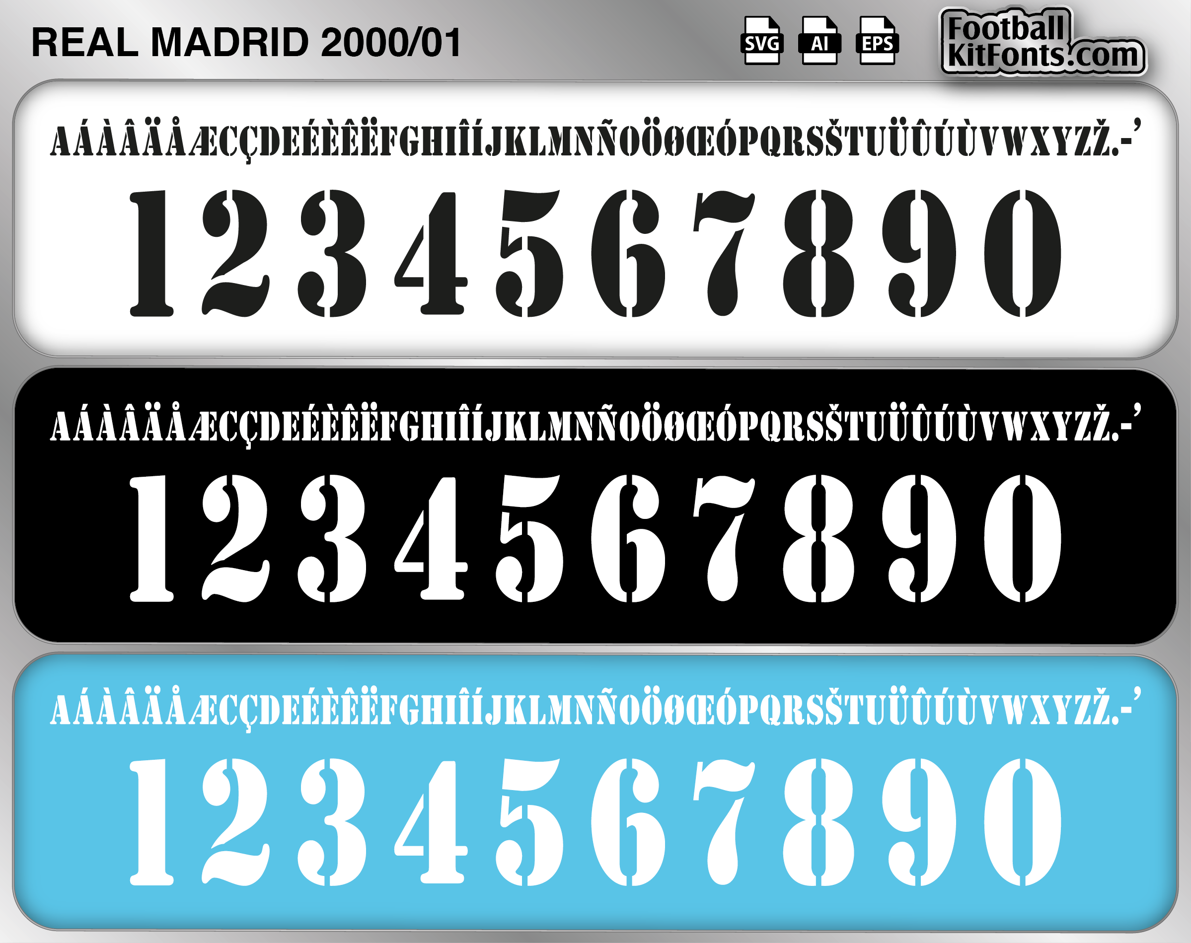 Football Kit Fonts - Real Madrid