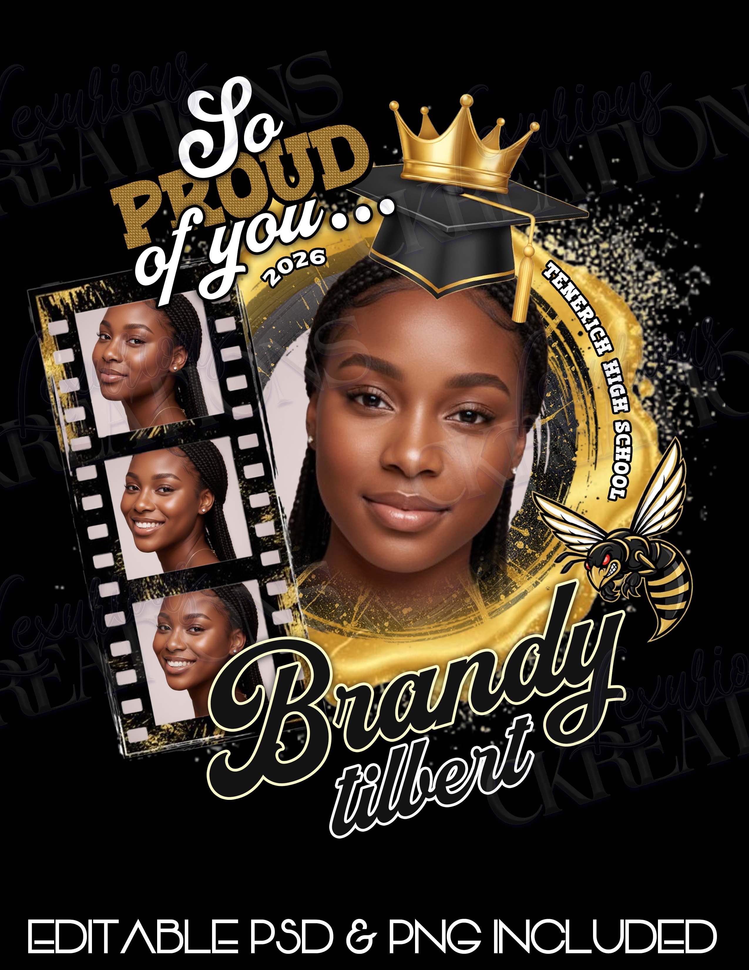 Title: "Golden Legacy" Class of 2026 Graduation Template | Editable PSD ...