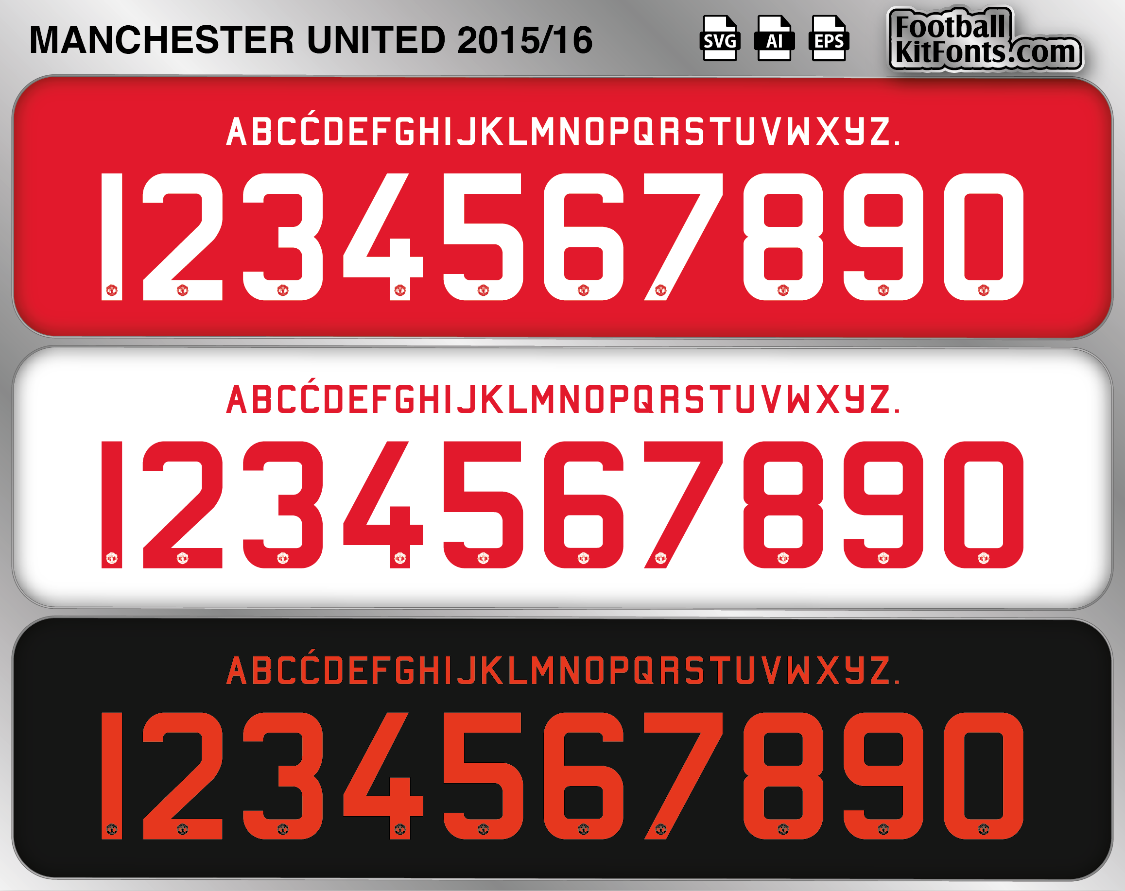 Football Kit Fonts - Manchester United