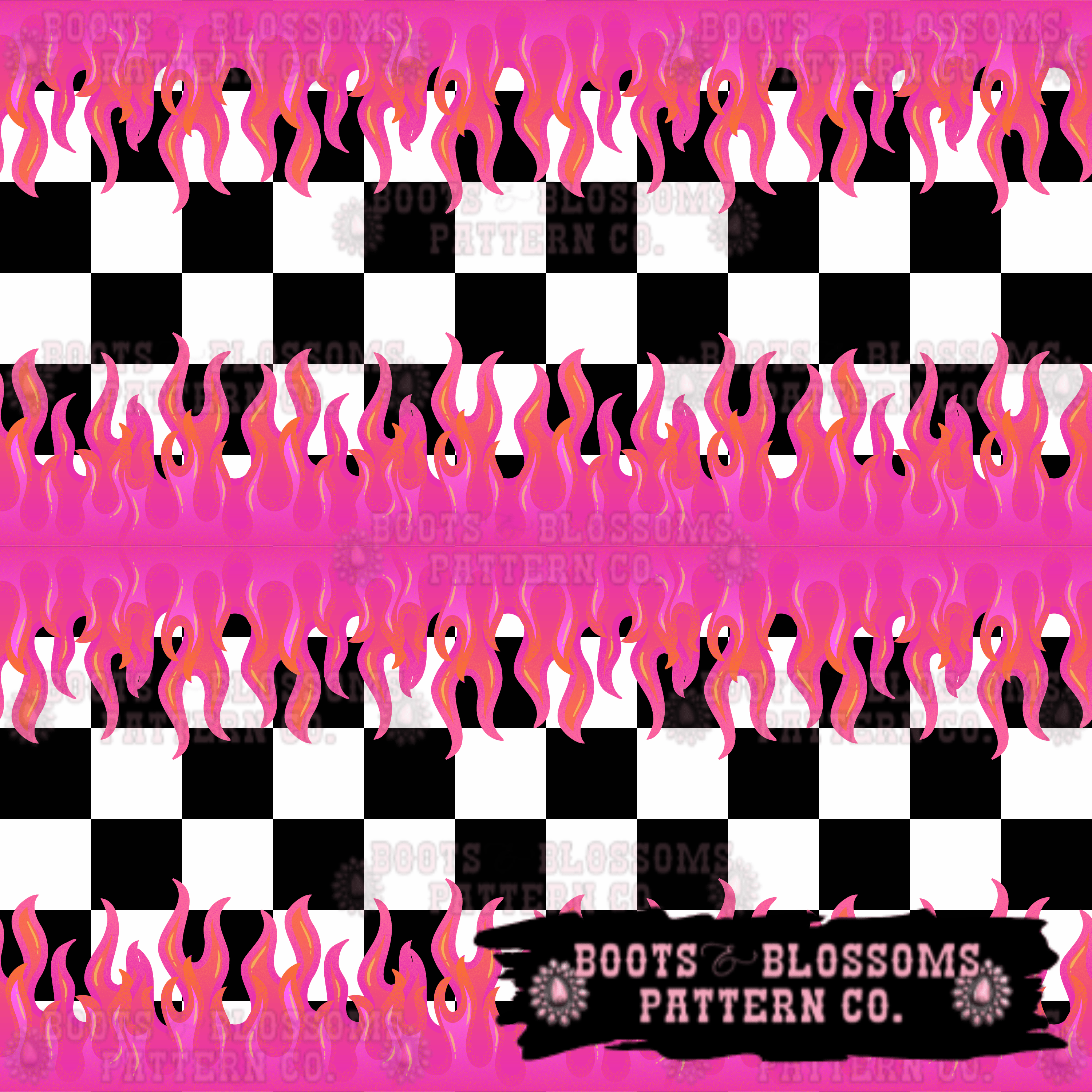 Pink Double Checkered Flames Seamless Pattern - Payhip