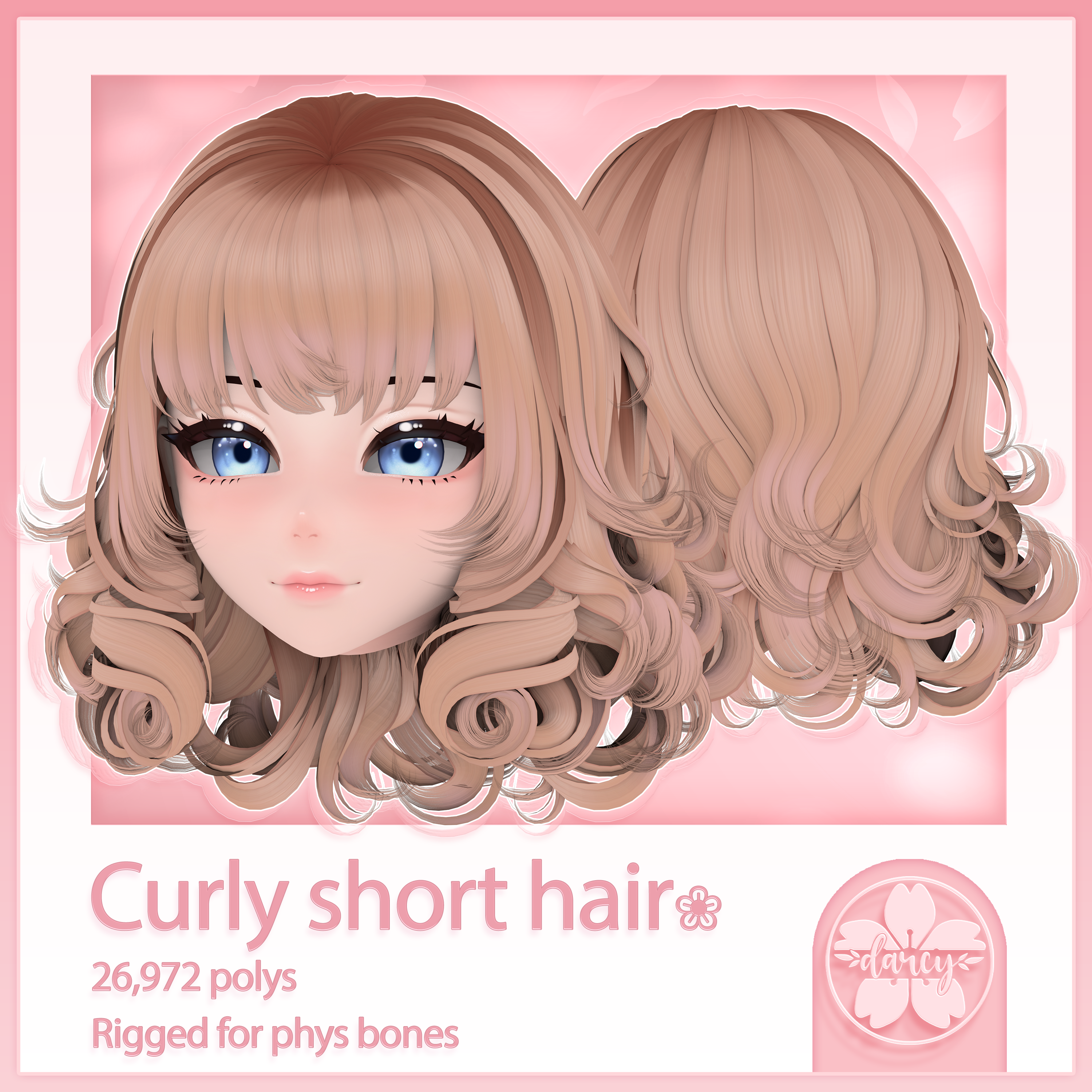 / Curly Short hair / VRC - Vtuber asset - Payhip